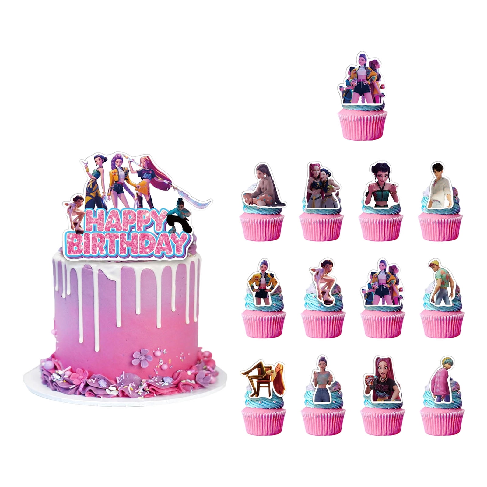 Kpop Demon Hunters Birthday Party Supplies Set, Kpop Huntrix Rumi Mira Zoey Theme Party ...