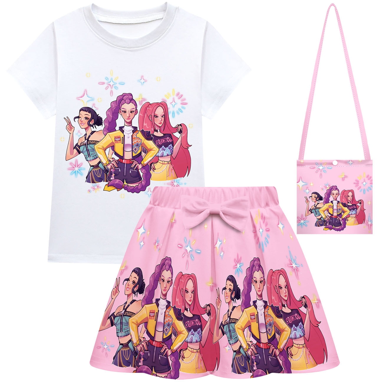 Kpop Demon Hunters Cosplay Costume Girls Kids Cartoon Short Sleeve ...
