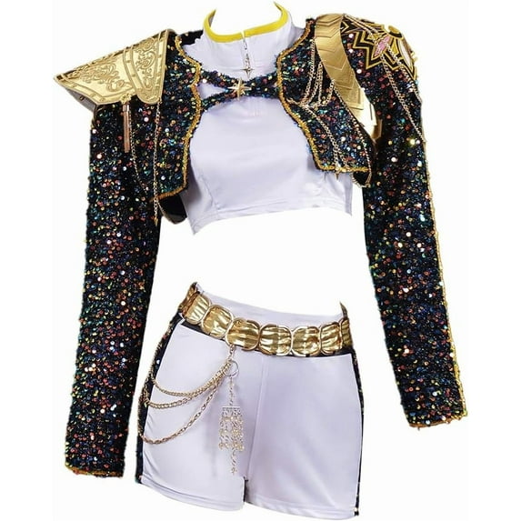 Kpop Demon Hunters Costume Cosplay for Girls Rumi/Zoey/Mira Costume Halloween Black Performance ...