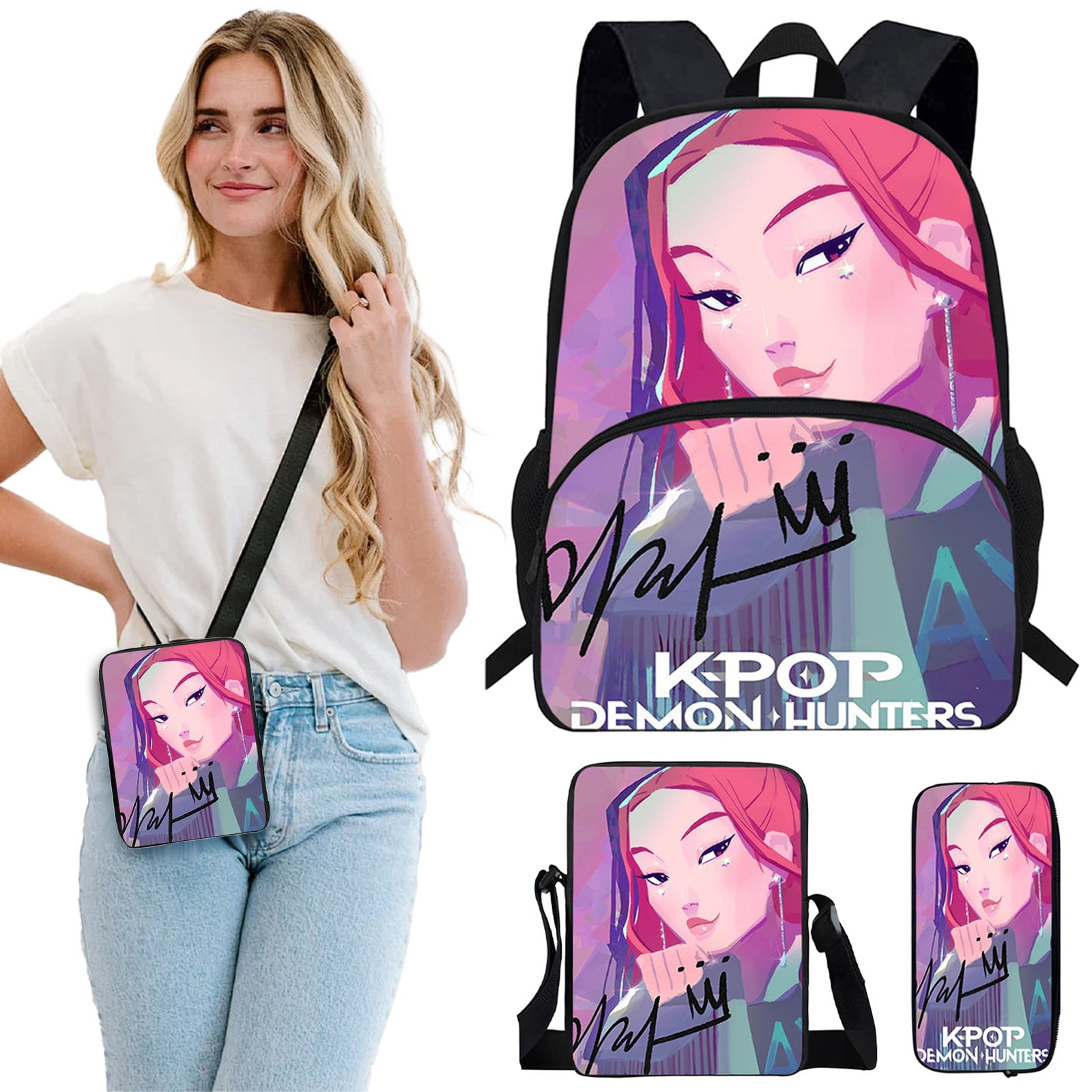 Kpop Demon Hunters Group Movie Surrounding Print Backpack World Tour ...