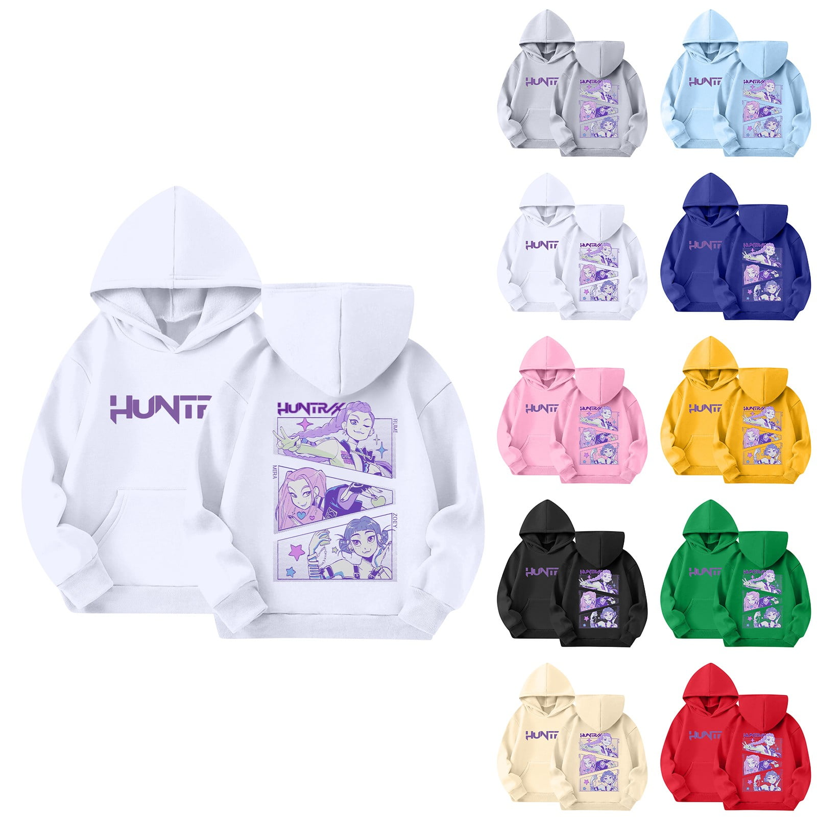 Kpop Demon Hunters Hoodies for Kids - Huntrix Team Graphic Pullover Sweatshirt with Pocket ...