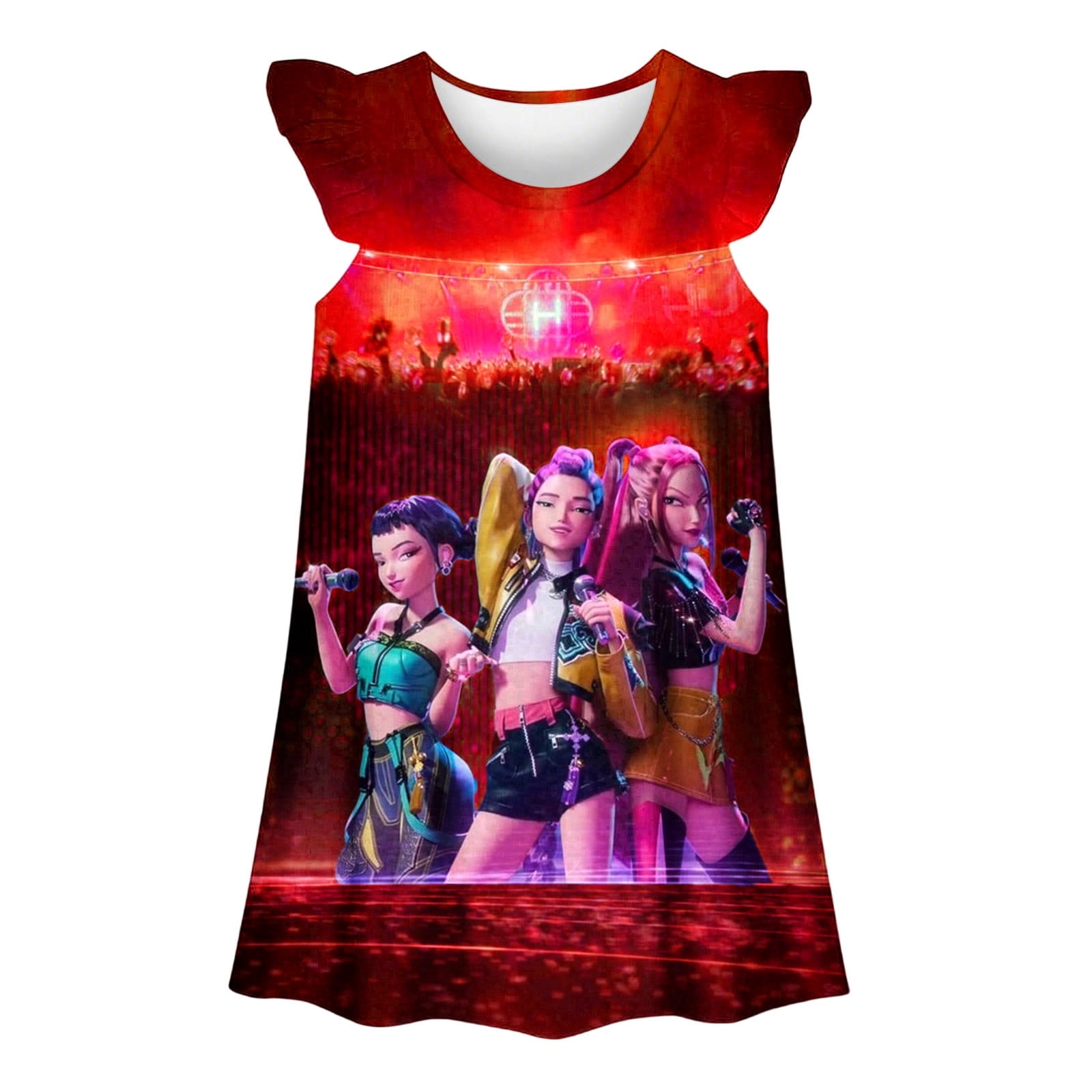 Kpop Demon Hunters Huntrix Gi`rls Casual Dress Magical Design Short ...