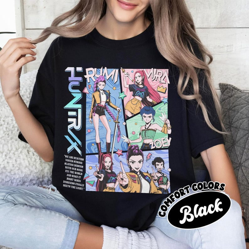 Kpop Demon Hunters Huntrix Shirt Comfort Colors, Mira Rumi Joey Graphic ...