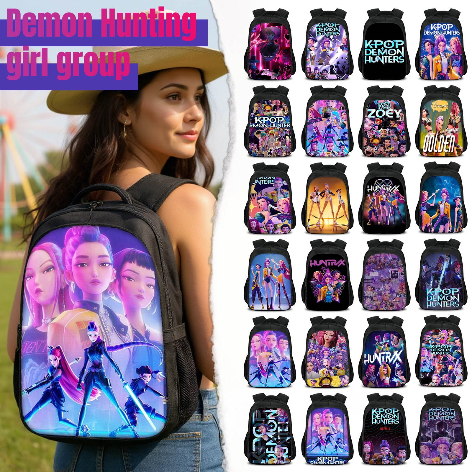 Kpop Demon Hunters Merch, 16"x 11" Kpop Demon Hunters Merch, Kpop Demon Hunters Backpack, Kpop ...