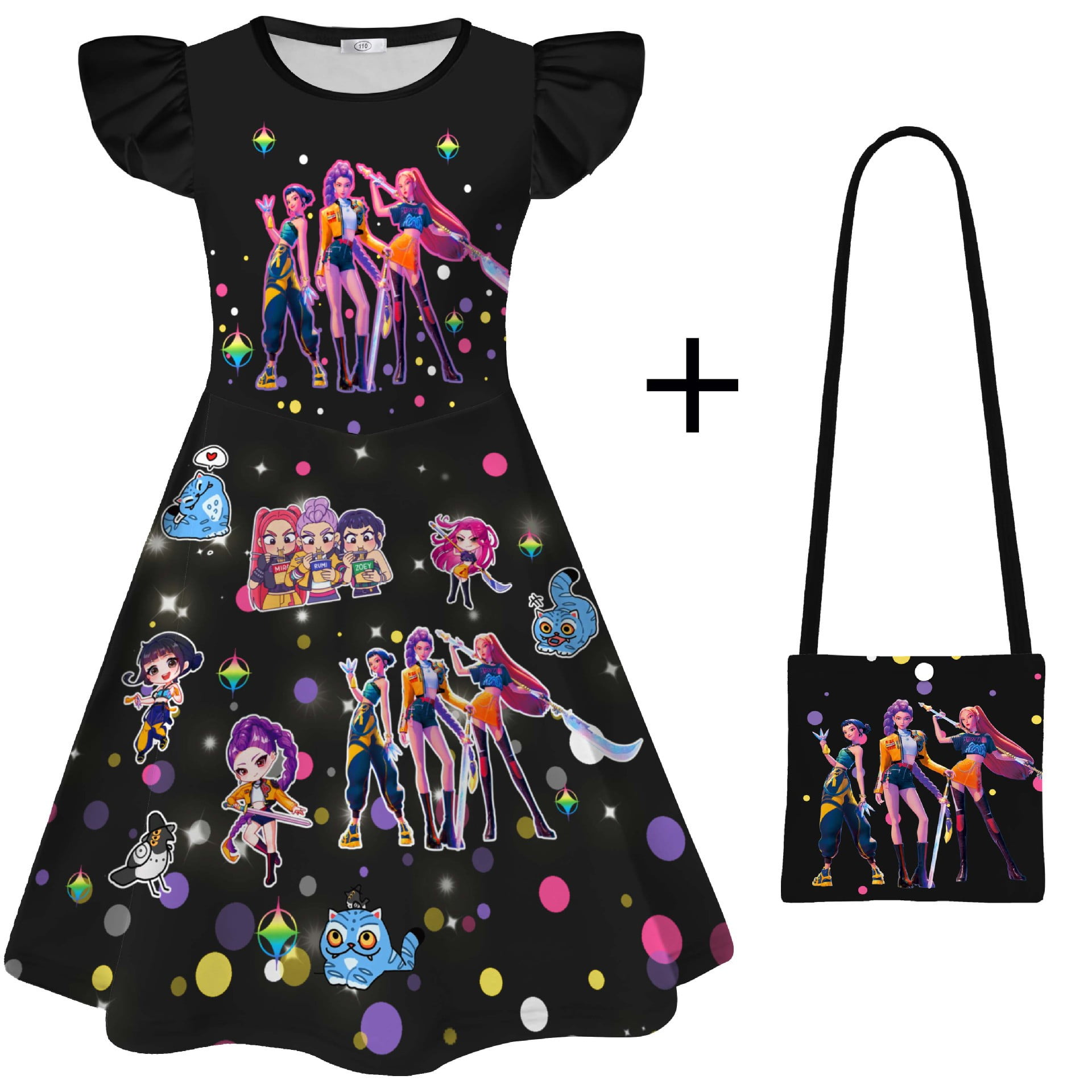 Kpop Demon Hunters Ruffle Sleeve Dress Kpop Demon Hunters Cartoon ...