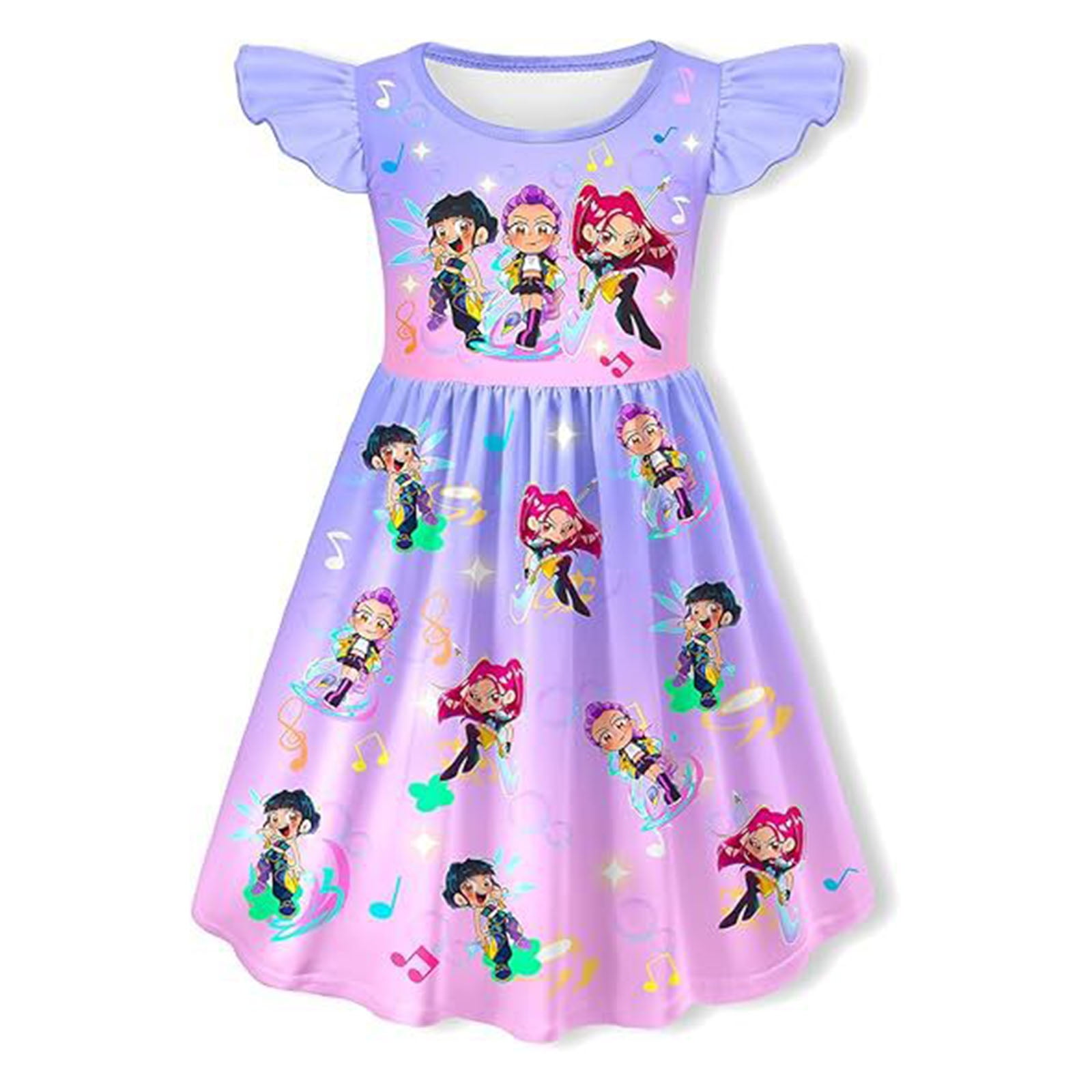 Kpop Demon Hunters Ruffle Sleeve Dress Kpop Demon Hunters Cartoon ...