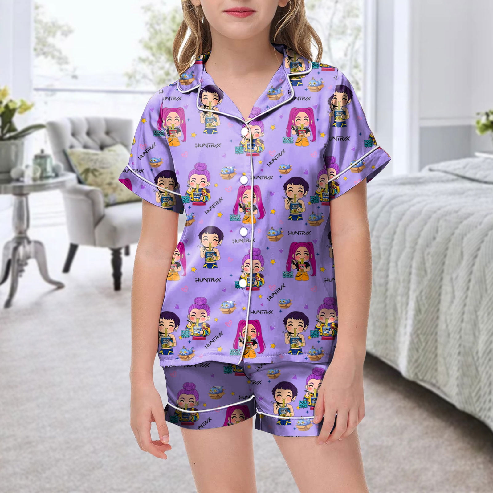 Kpop Demon Hunters Satin Pajamas Set Kpop Demon Hunters Sleepwear Pjs ...