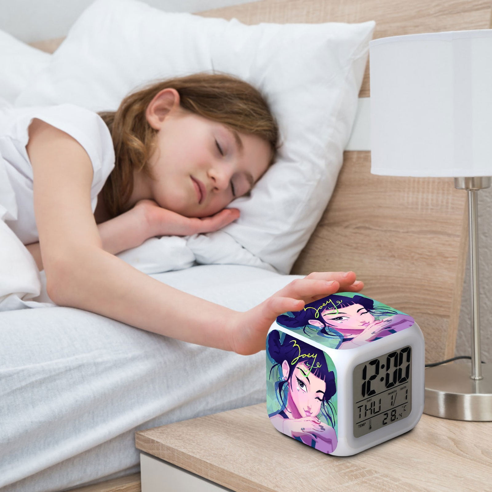 Kpop Demon Hunters Themed 7-Color Led Night Light Alarm Clock, Combines ...