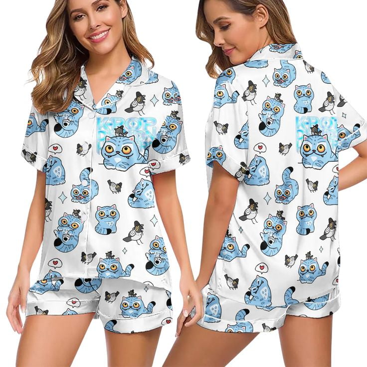 Kpop Demon Hunters Tiger Satin Pajama Set, Derpy the Tiger & Bird ...