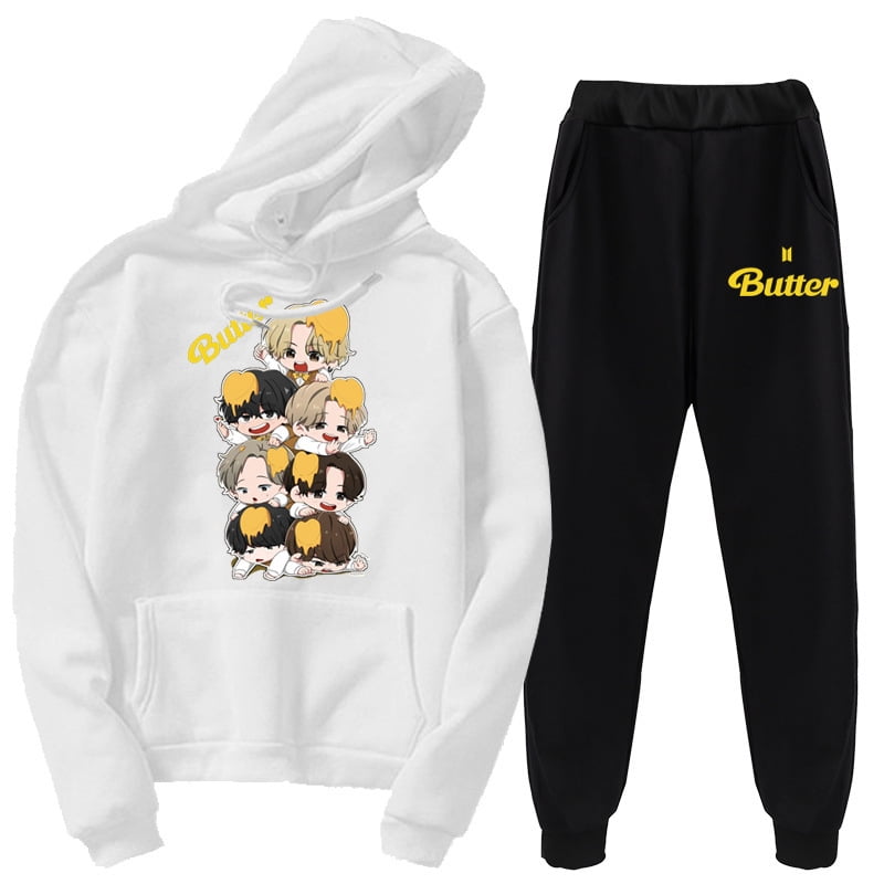 Kpop Idol Cartoon Hoodie and Sweatpants Set – Unisex Casual Pullover ...