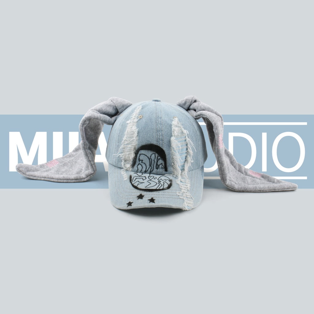 Kpop Idol Newjeans Graffiti Hat OMG HANNI Same Style Rabbit Ears cap Korean Fashion Duck Tongue ...