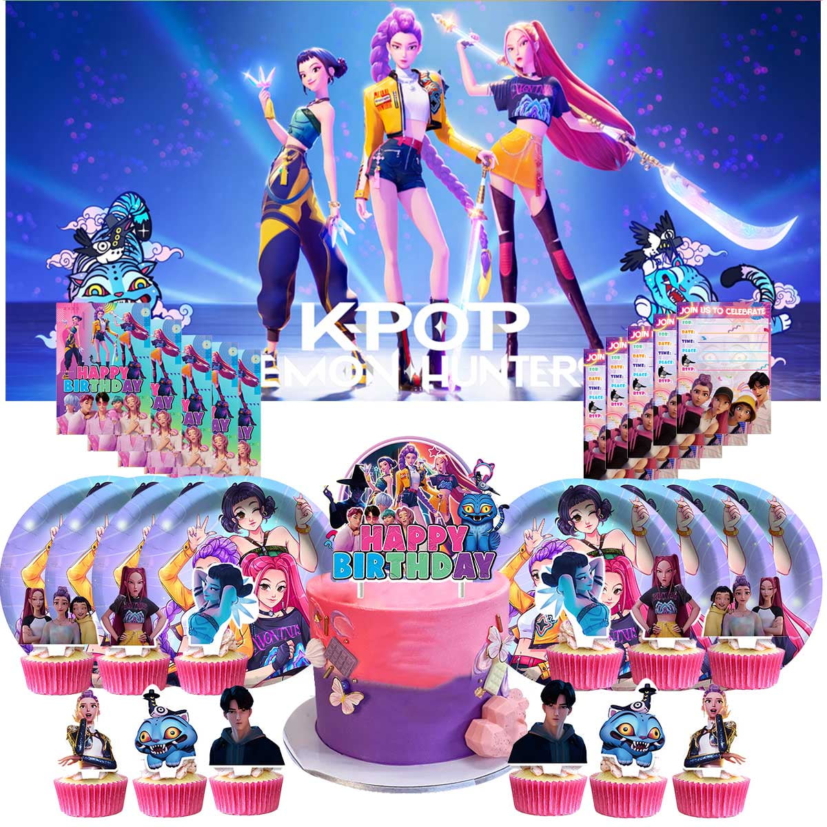 Kpop Korean Idol Demon Hunters-themed invitation cards Party Supplies ...