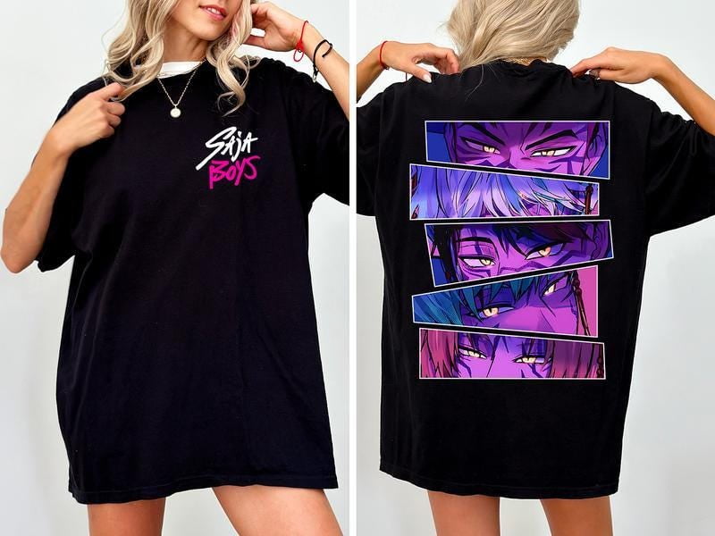 K Pop Demon Hunters Anime Huntrix Huntr/X Womens Oversized T-Shirt S ...