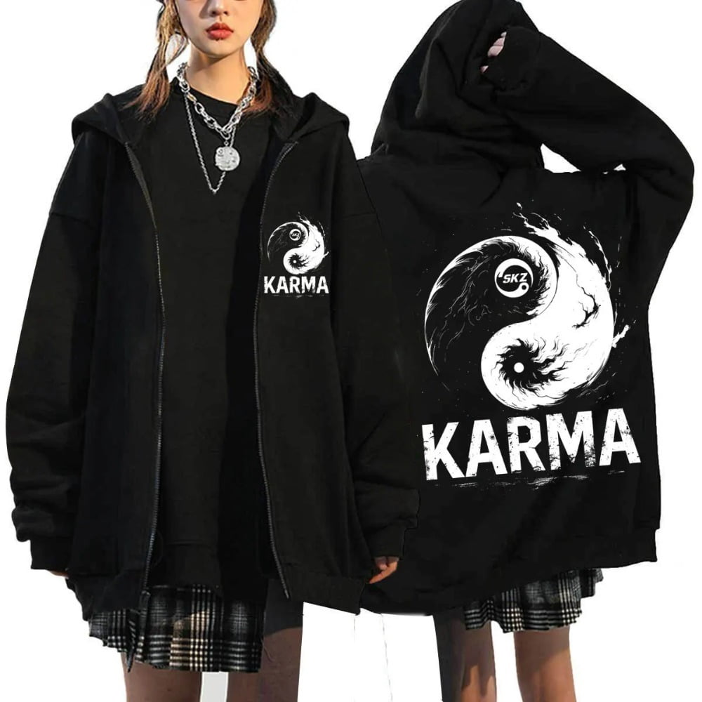 Kpop Stray Kids SKZ Karma Merch Zipper Hoodie – Unisex Graphic Zip Up ...