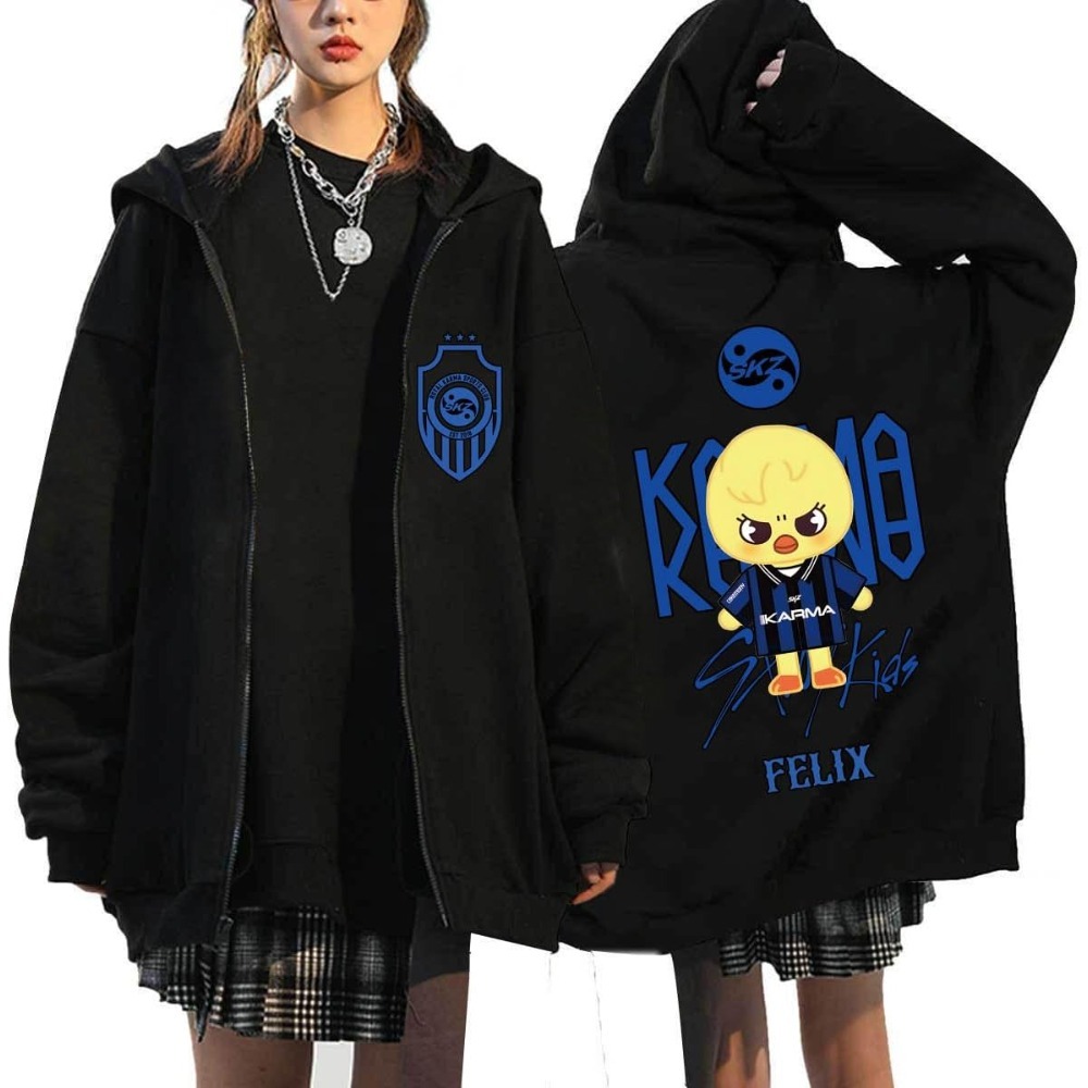 Kpop Stray Kids SKZ Karma Merch Zipper Hoodie – Unisex Graphic Zip Up ...