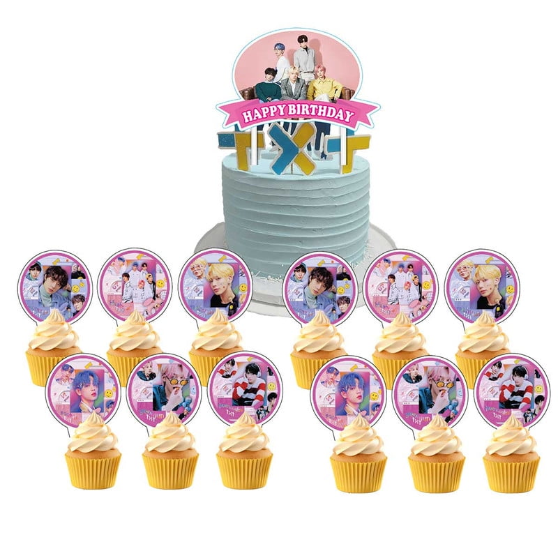 Kpop TXT Cake Topper CupcakeS Set Birthday Party Supplies Decoration ...