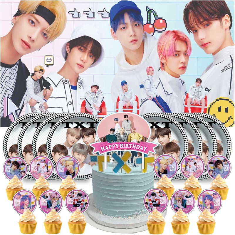 Kpop TXT Plates Birthday Supplies Decorations Decor Backdrop Banner ...