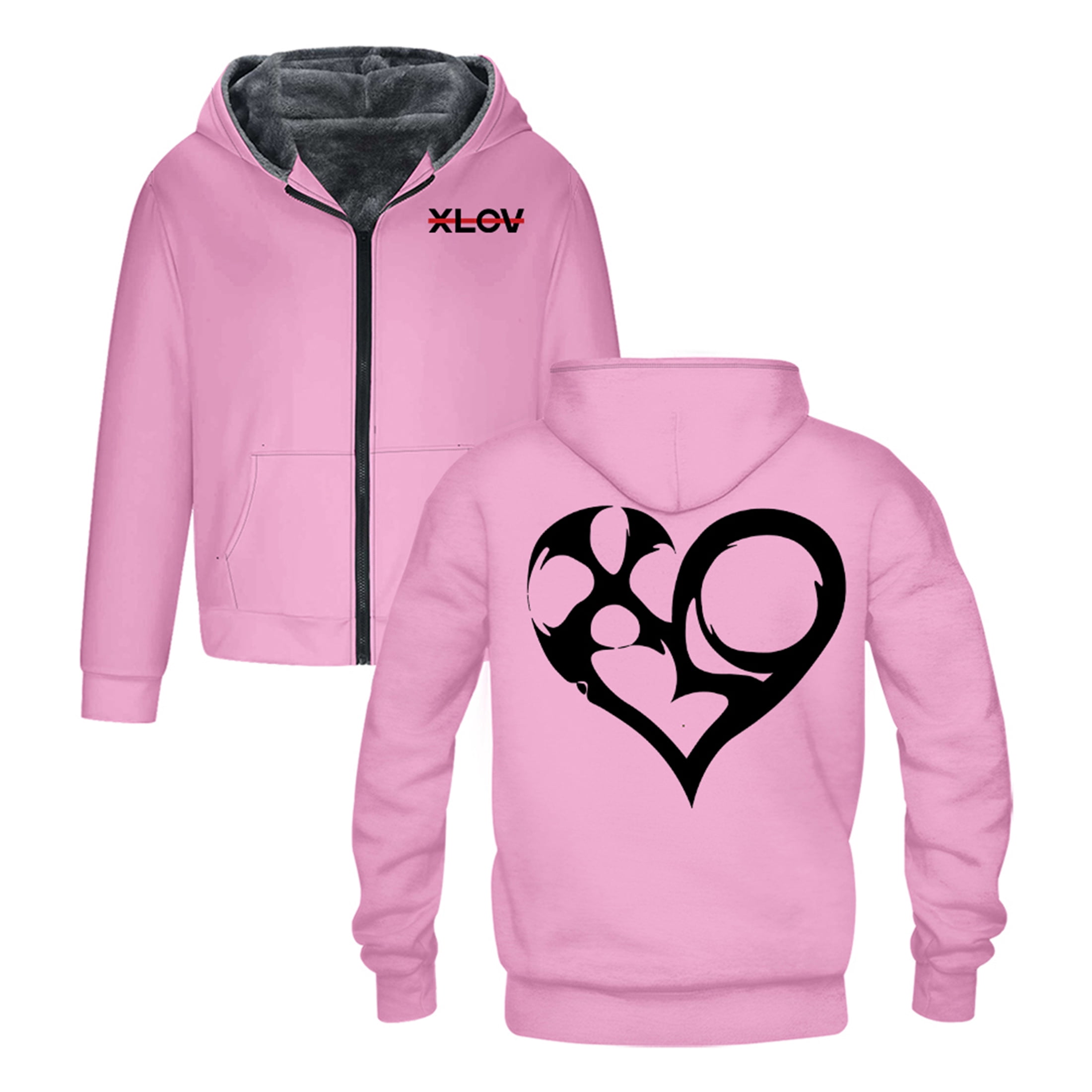 Kpop XLOV Logo Outerwear Coat Long Sleeve Zip Up Hoodie Women Men ...