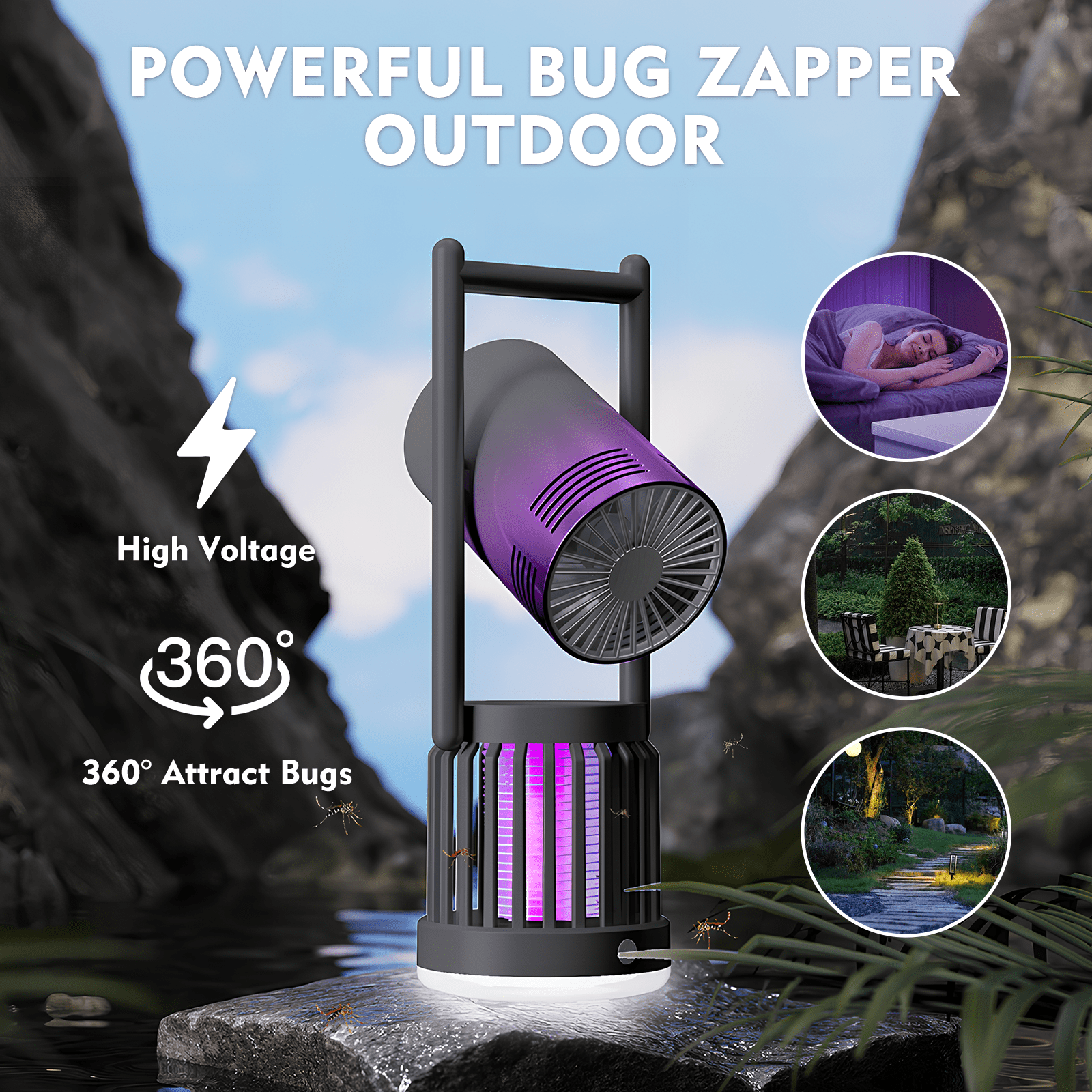 Kqiang 3 in 1 Bug Zapper and Mosquito Trap Featuring LED Light and Fan ...