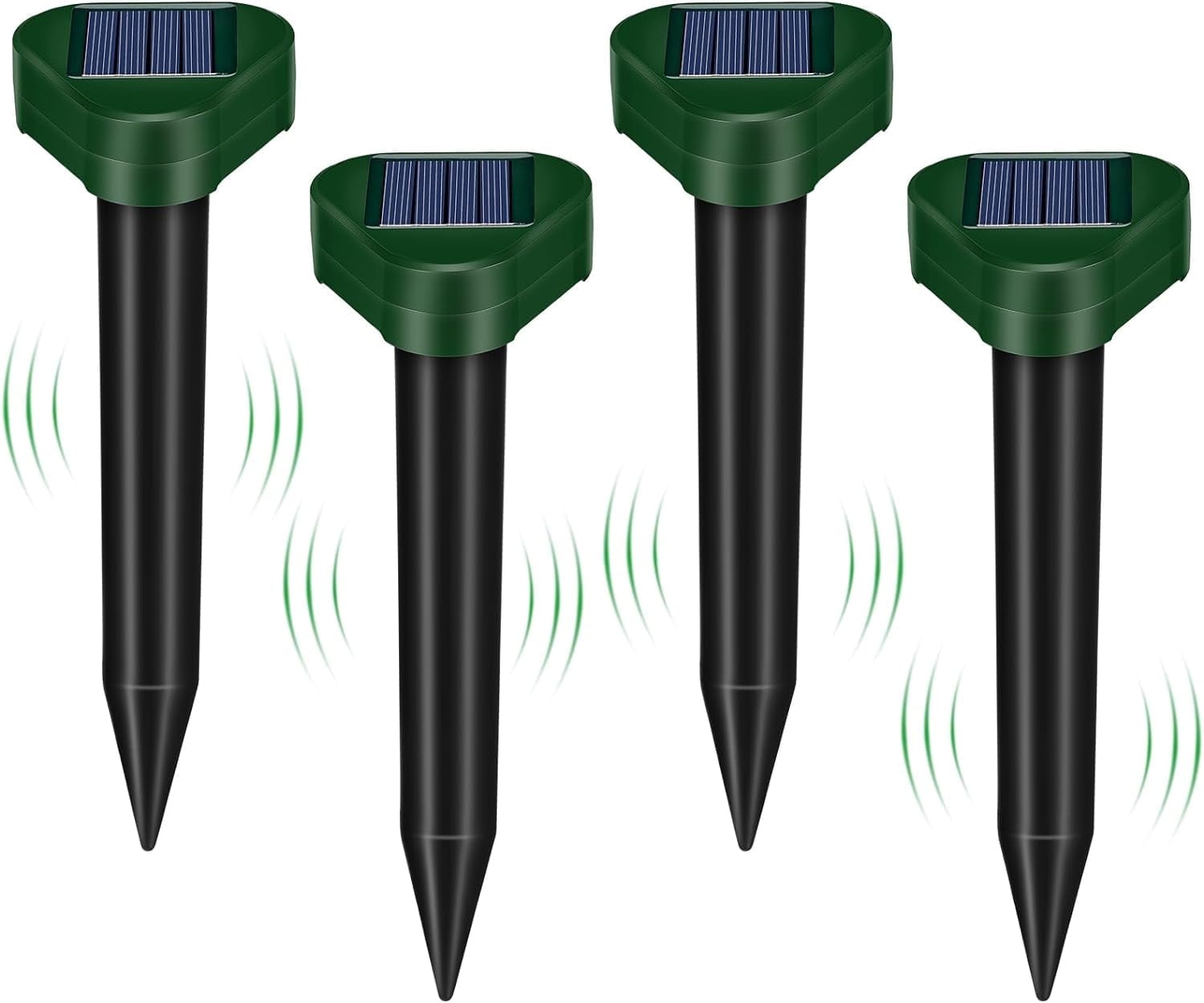 KingFurt Solar Mole Repellent Stakes 4 Pack Ultrasonic Vibration Ground ...