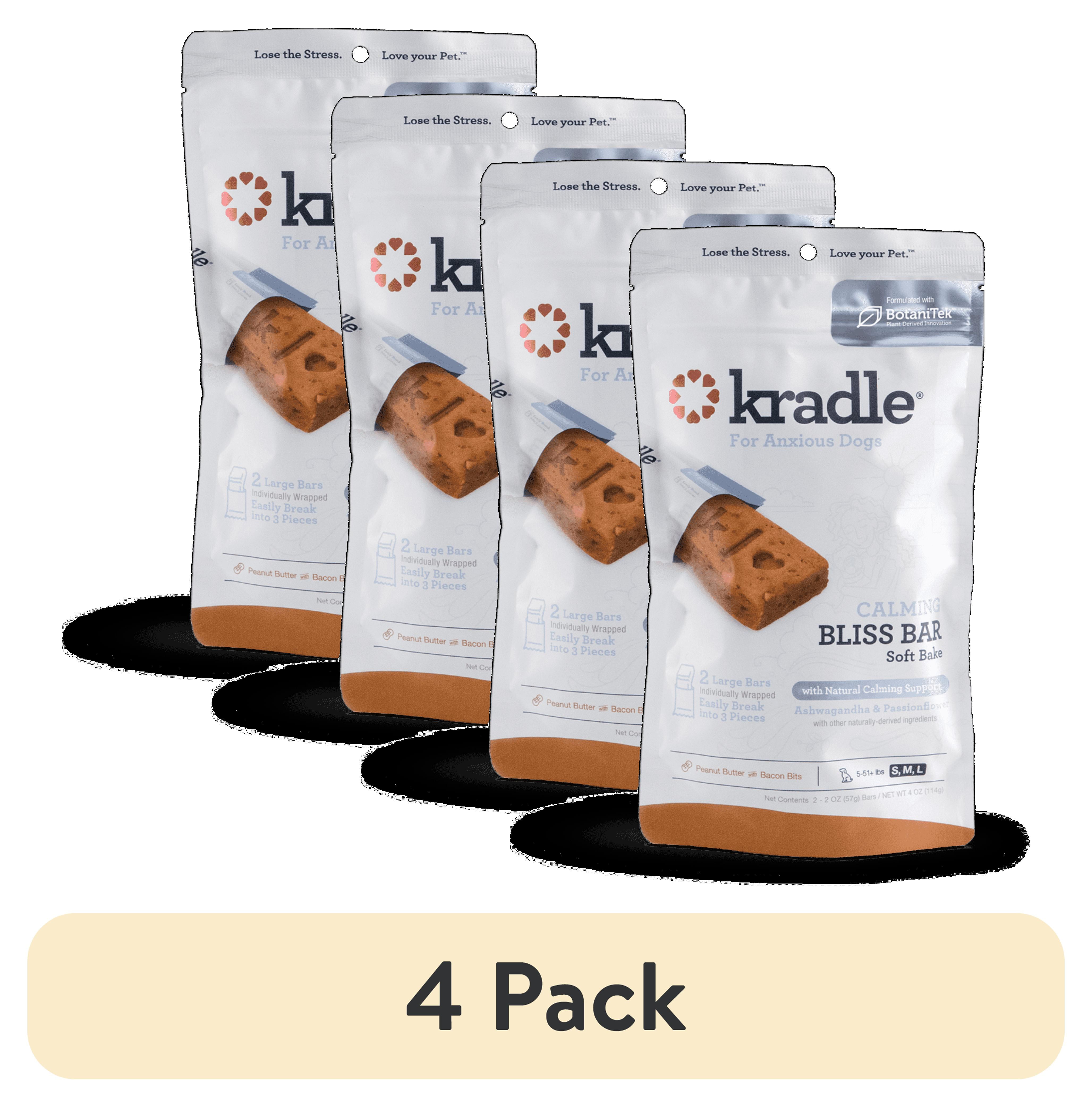 (4 pack) Kradle Calming Bliss Bar, Soft Bake Peanut Butter-Bacon Flavor ...