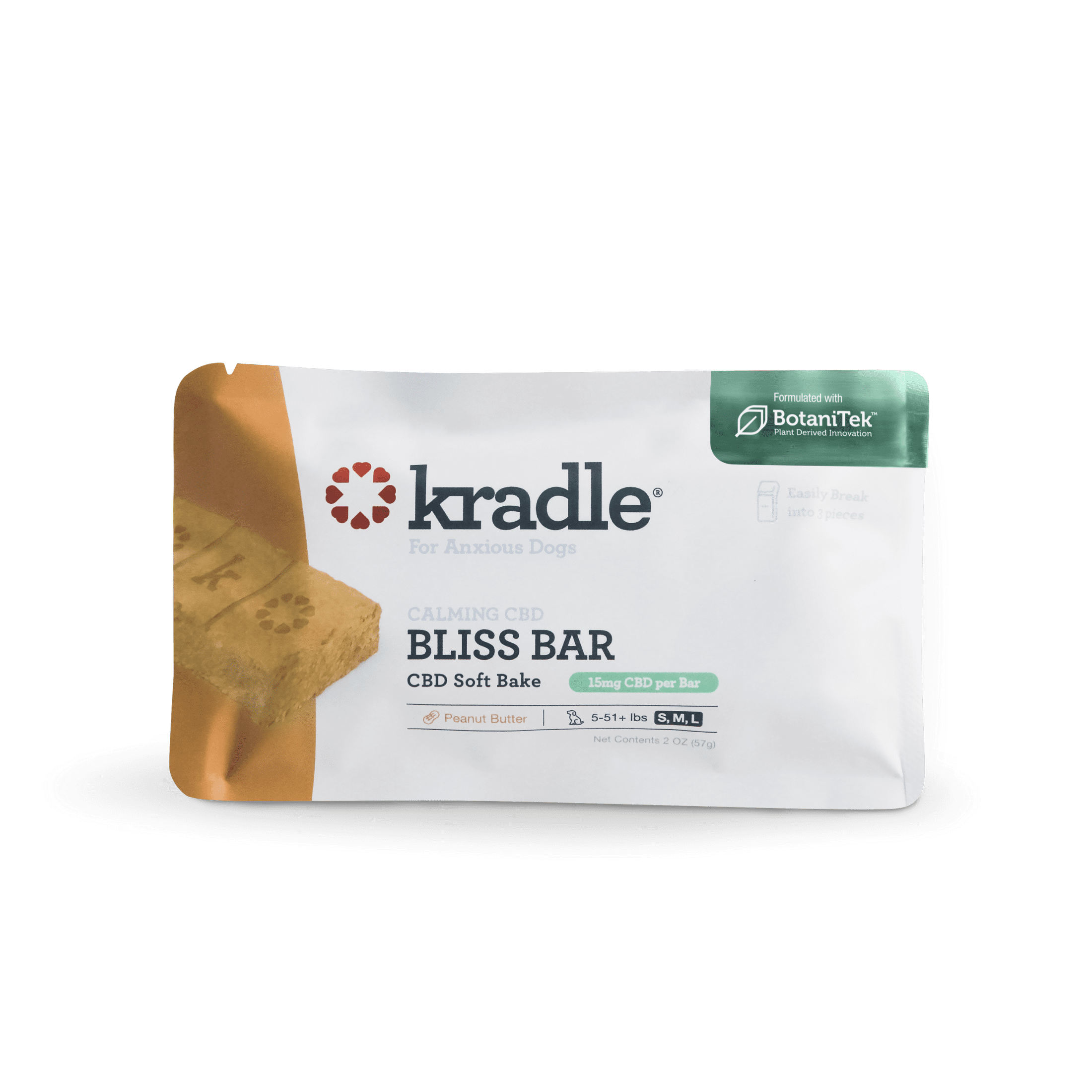 Kradle Calming Bliss Bar Soft Bake Peanut Butter-Bacon Flavor, Dry Dog ...
