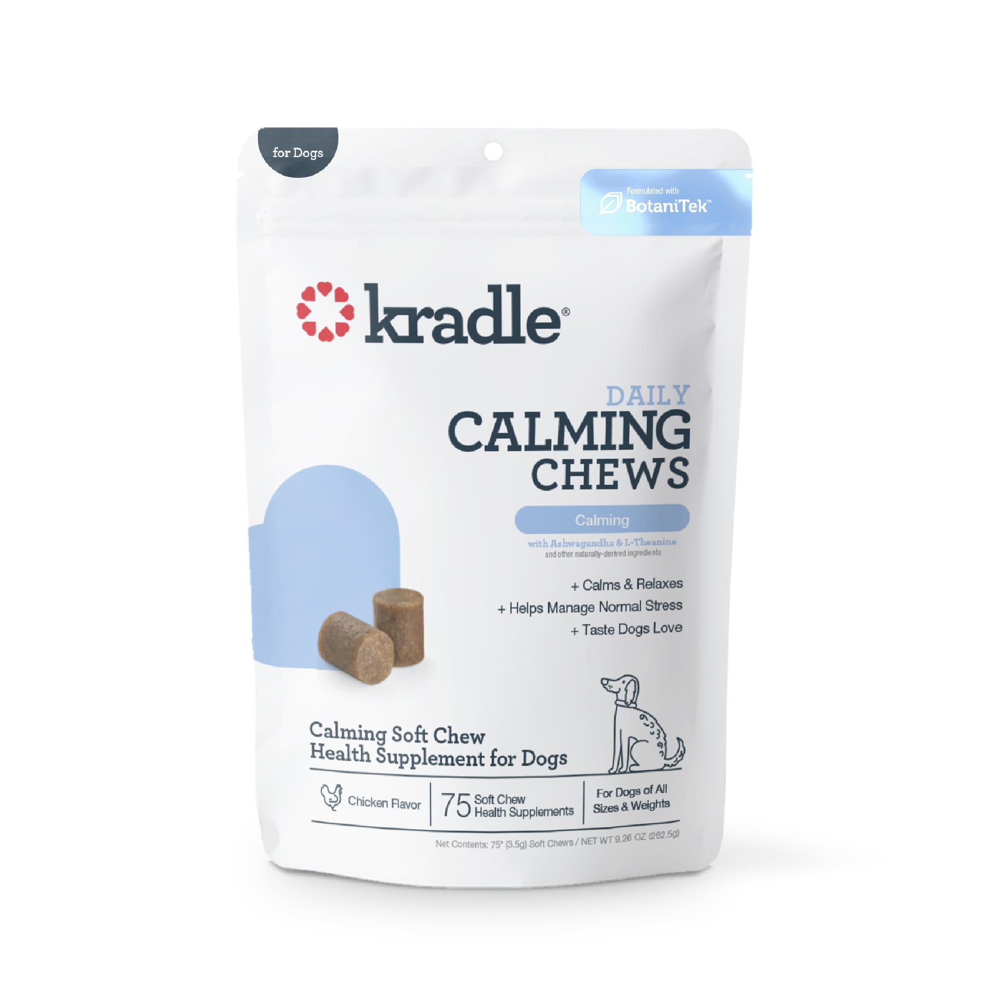 Kradle Calming Chews AJH3 for Dogs - Natural Daily Stress & Anxiety ...