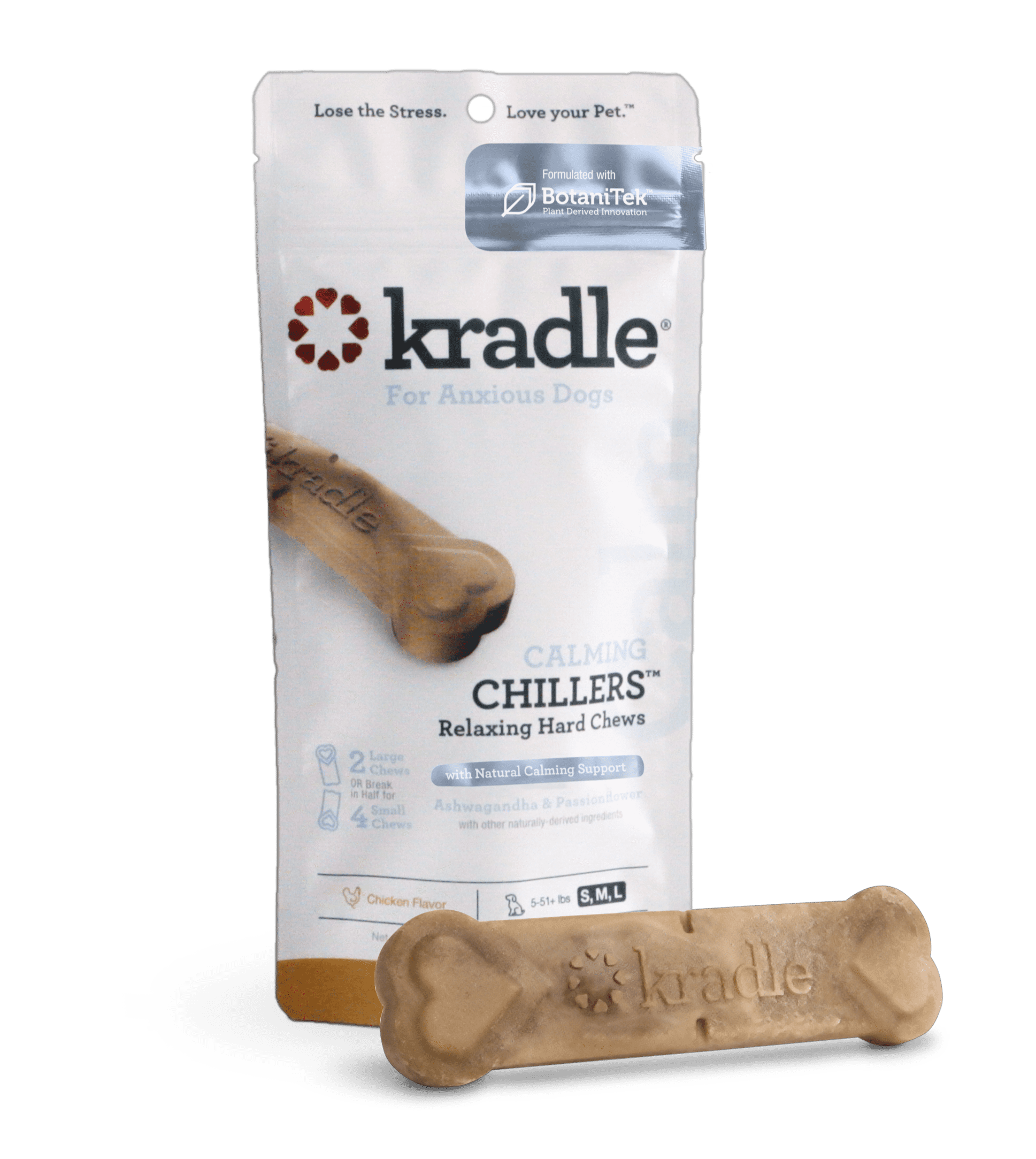 Kradle Calming Chillers, Relaxing Hard Dog Chews, Chicken Flavor, 2 Dry ...