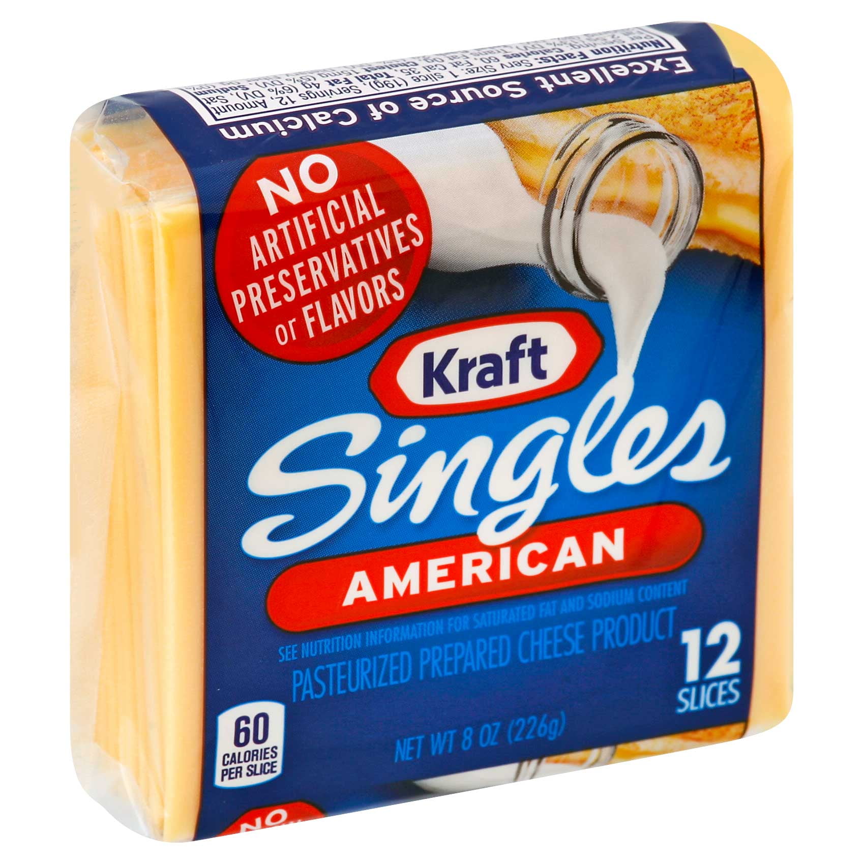 Kraft Singles American Cheese Slices, Pasteurized, 8 Ounce -- 12 Packs ...
