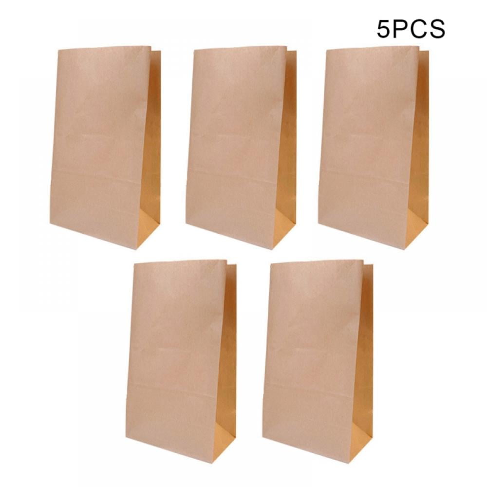 Kraft Brown Paper Bags(5 Count) Paper Lunch Bags Disposable Paper Bags ...