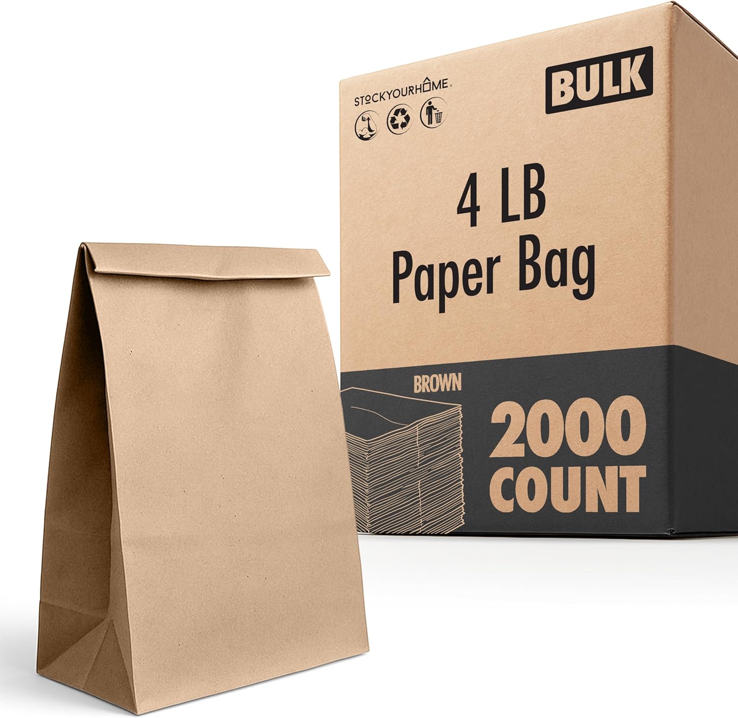 Kraft Brown Paper Lunch Bags - Bulk Disposable Lunch Sacks, Small Size ...