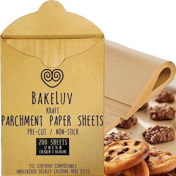 Kraft Brown Parchment Paper Sheets 12x16” | 200 Pcs | Non-Stick Precut ...