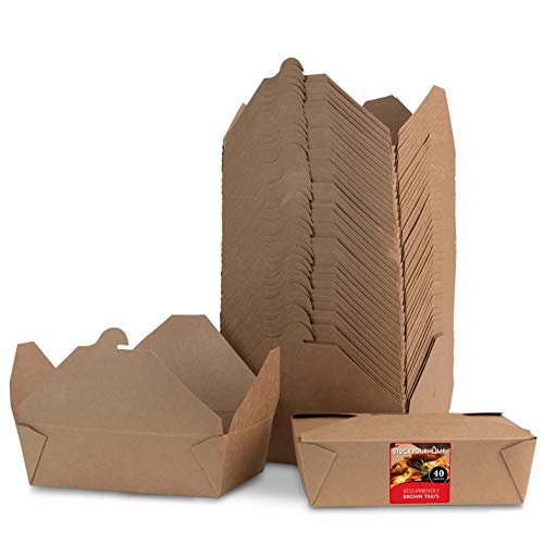 Microwaveable Kraft Brown Take Out Boxes 71 oz (40 Pack) Leak and ...