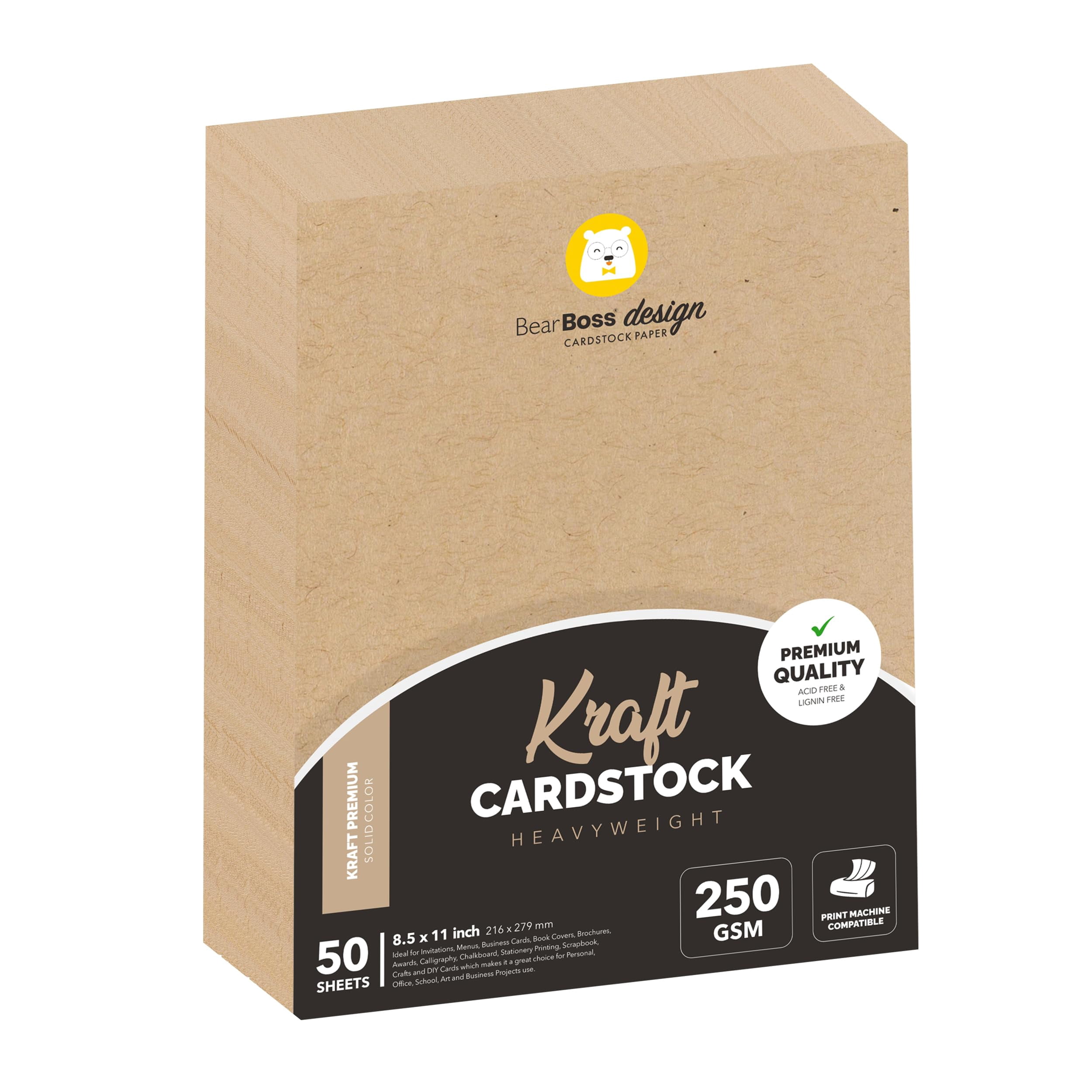 Kraft Cardstock Thick Paper AIF4 50 Sheets, 8.5" x 11" Heavyweight 92lb ...