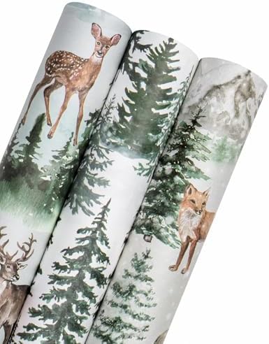 Kraft Christmas Wrapping Paper Roll - Mini Roll - 3 Rolls - 17 Inch x ...