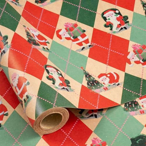 Kraft Christmas Wrapping Paper Roll, Mini Roll, Funny Santa Claus ...