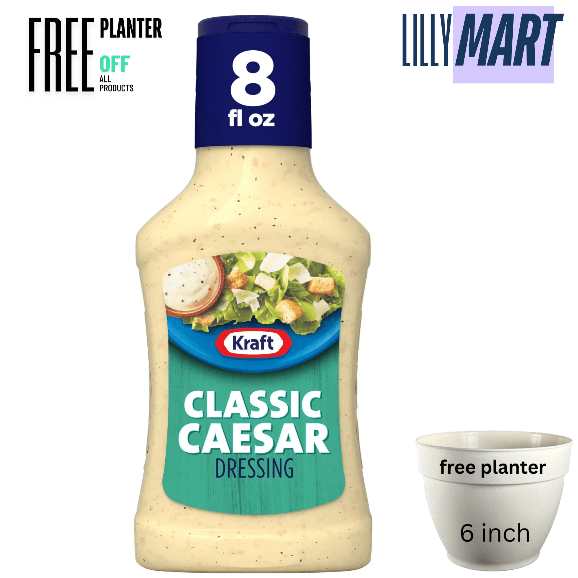 Kraft Classic Caesar Dressing, 8 fl oz Bottle, Casein Free - Walmart.com
