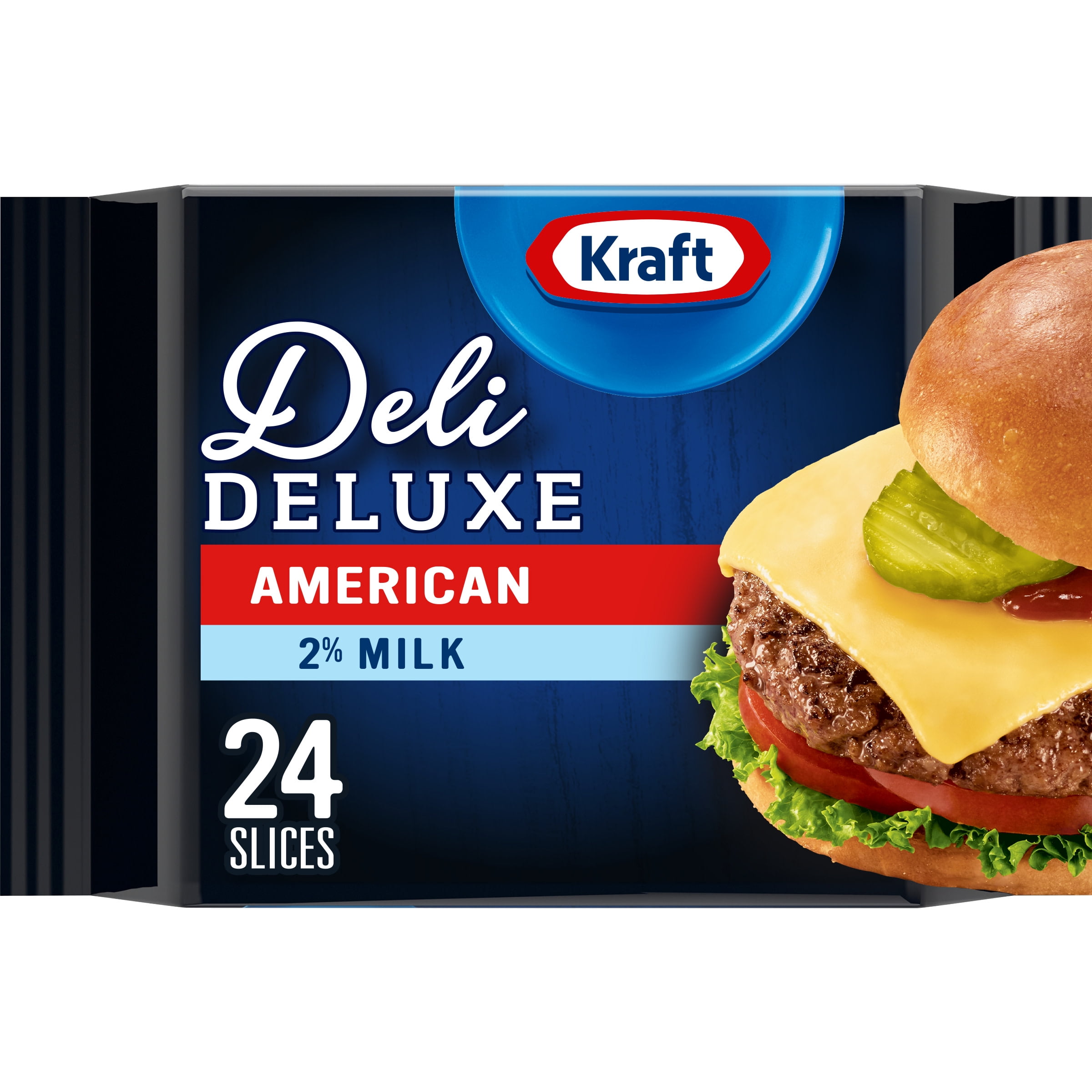 Kraft Deli Deluxe 2% Milk American Cheese Slices, 24 Ct Pk - Walmart.com