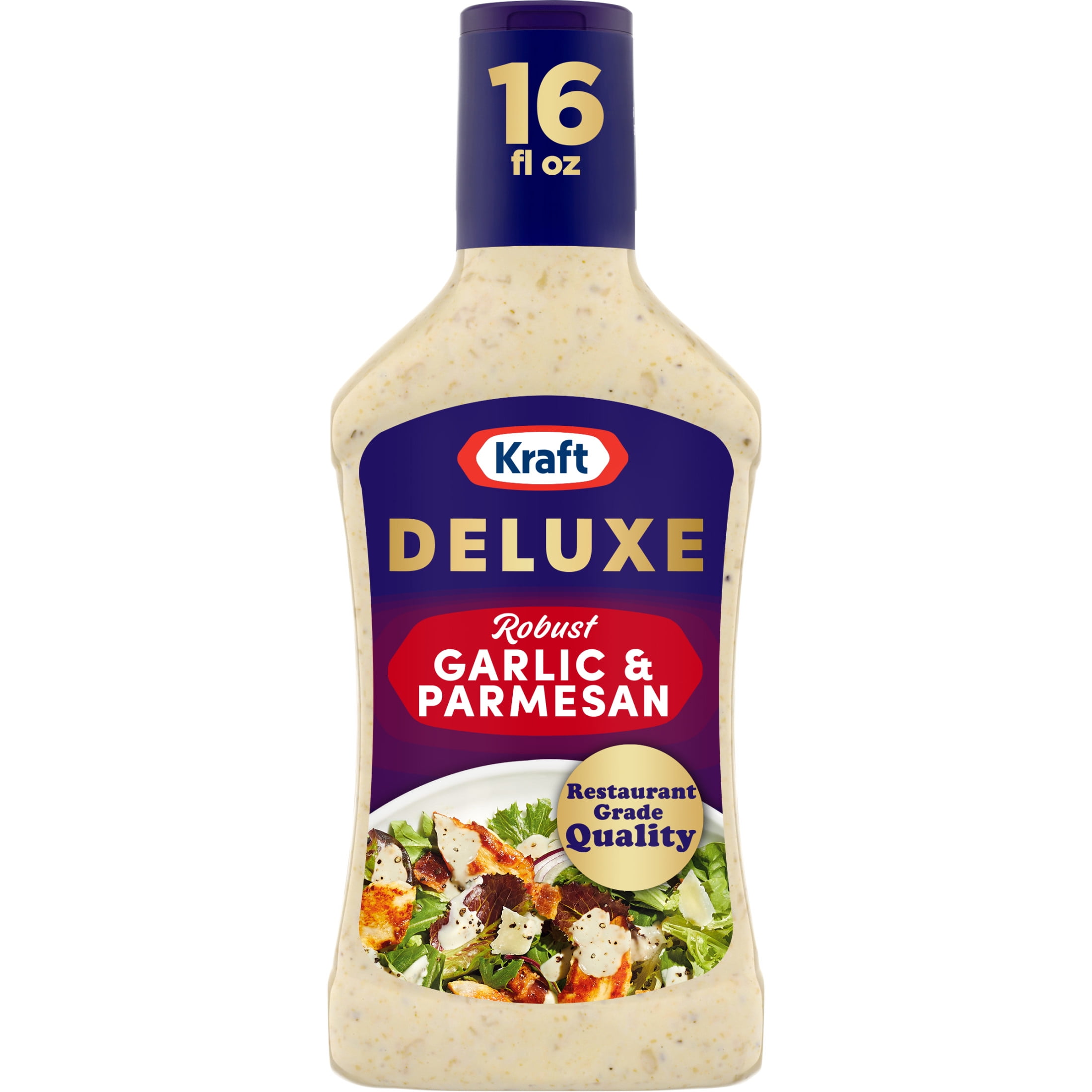 Kraft Deluxe Robust Roasted Garlic and Parmesan Dressing, 16 oz Bottle ...