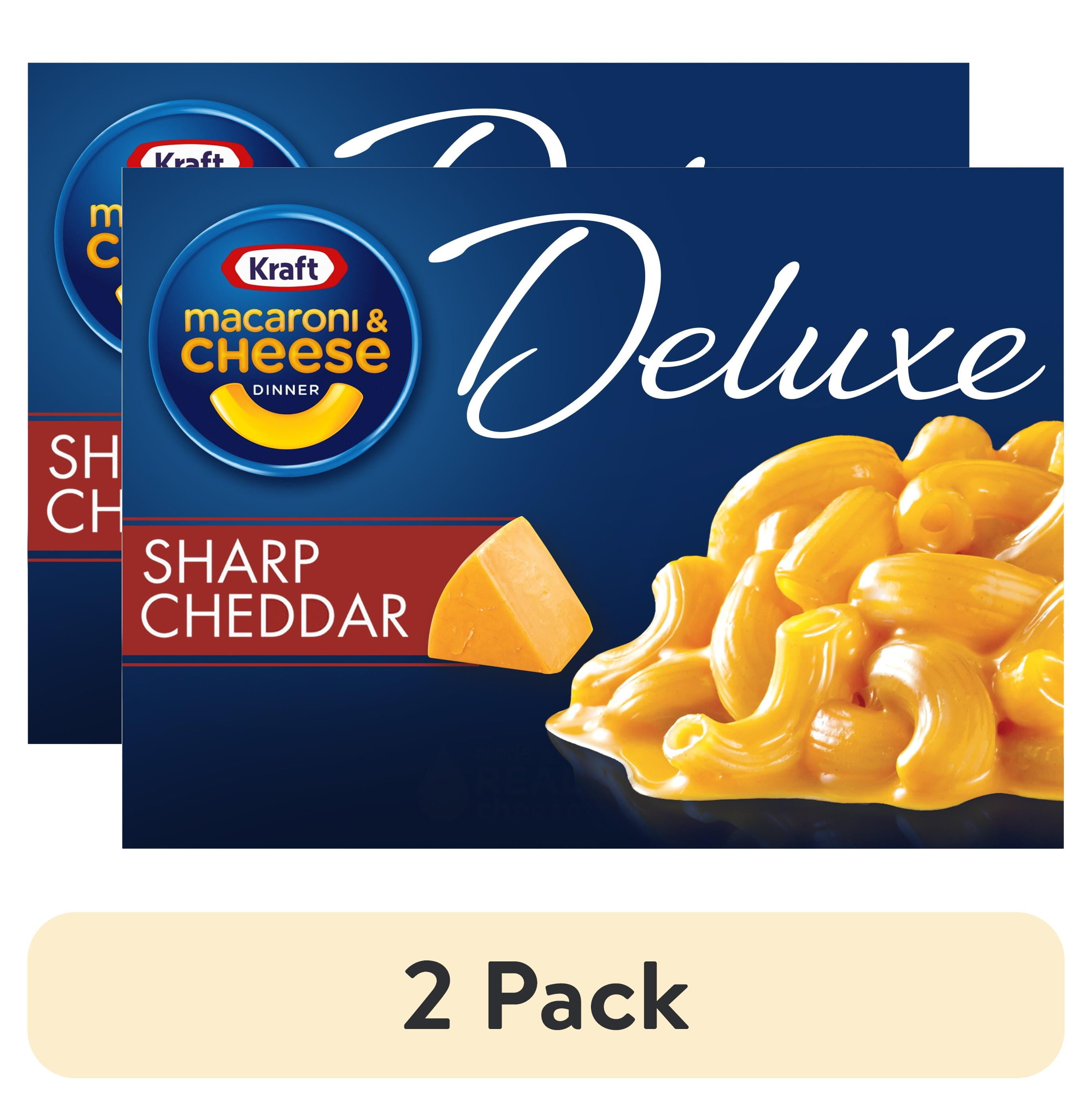 (2 pack) Kraft Deluxe Sharp Cheddar Macaroni & Cheese Dinner, 14 oz Box ...