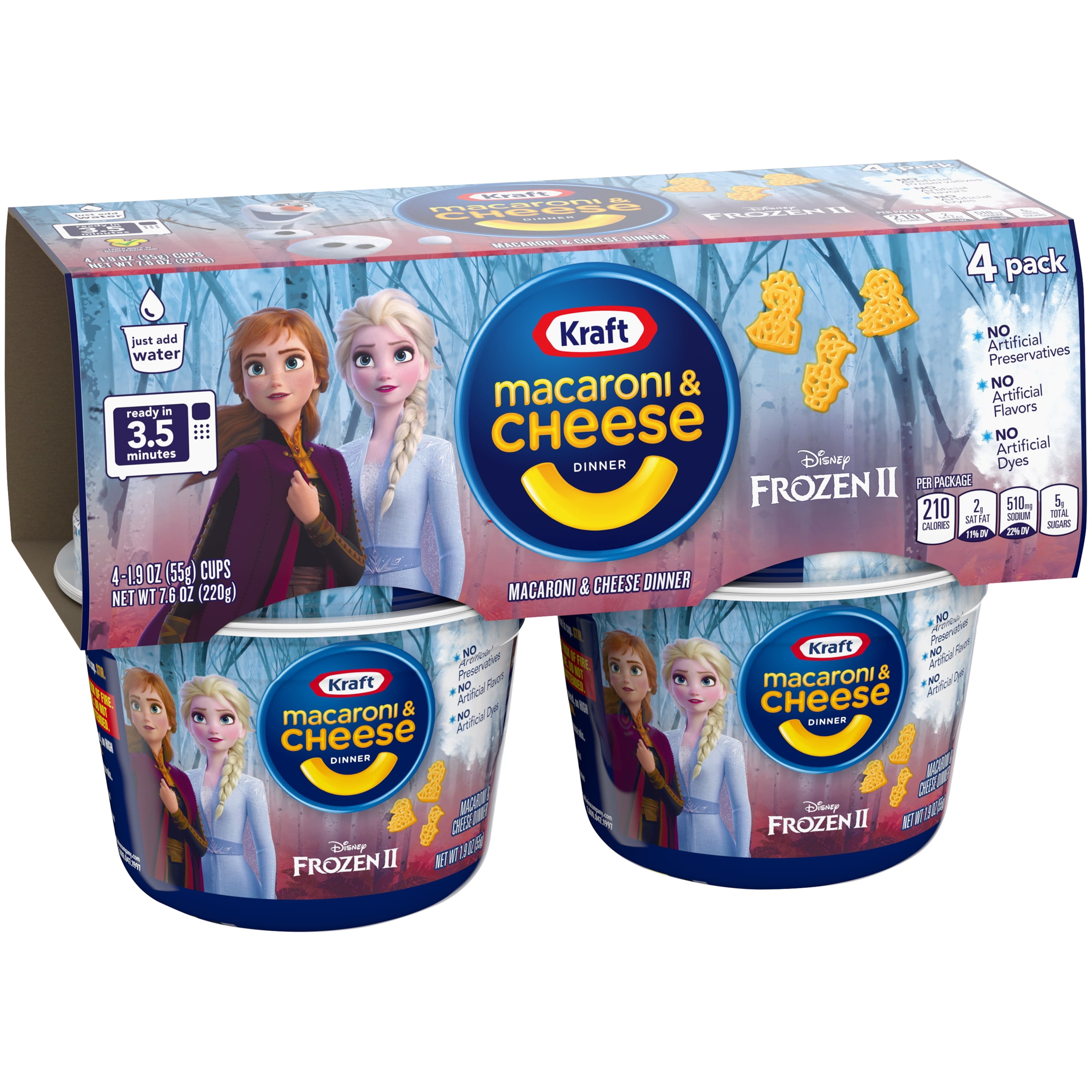 Kraft Easy Mac Frozen II Shapes Macaroni and Cheese Dinner 4 - 1.9 oz ...