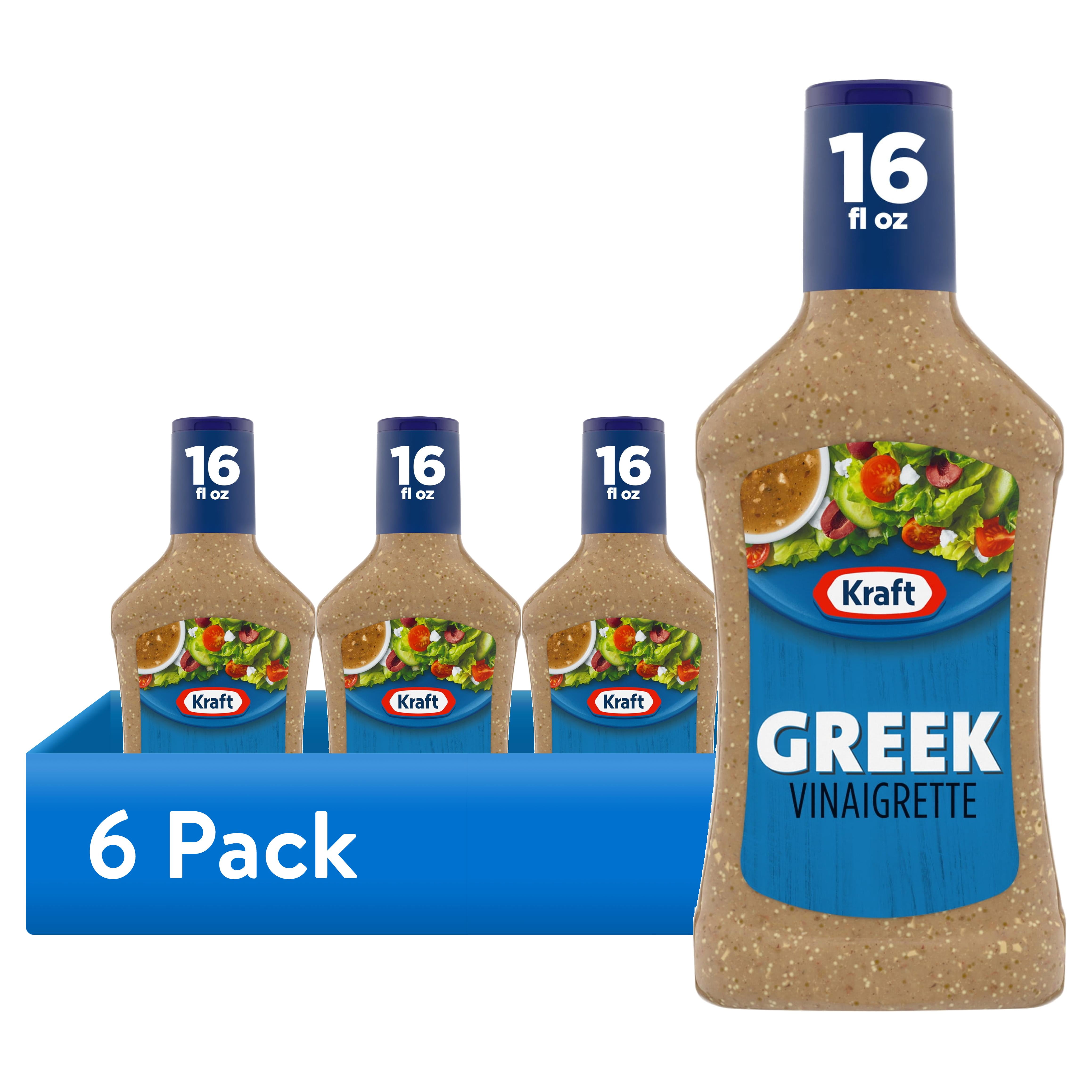 (6 pack) Kraft Greek Vinaigrette, 16 fl oz Bottle, Liquids, Contains: Milk, Casein Free ...