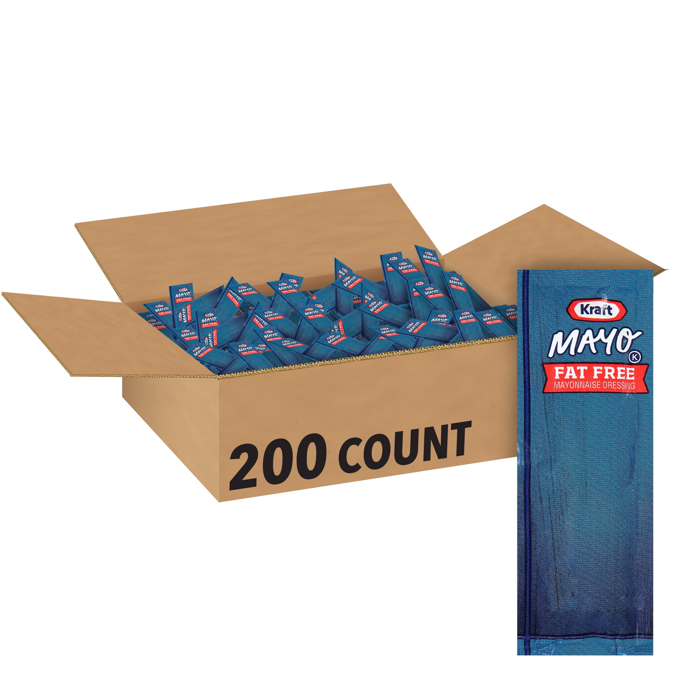 Kraft Mayo Low Cal Fat Free Mayonnaise Dressing, Single Serve, 200 ct ...