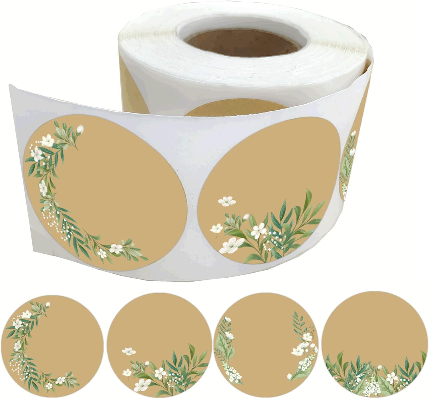 Kraft Floral Wreath Canning Jar Labels 2inch Handmade Mason Jar ...