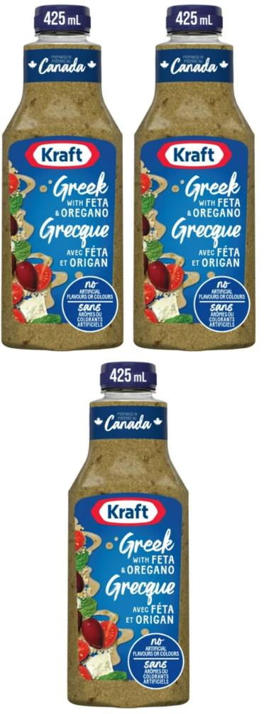 Kraft Greek with Feta and Oregano Salad Dressing, 425ml (3 Pack) - Walmart.com