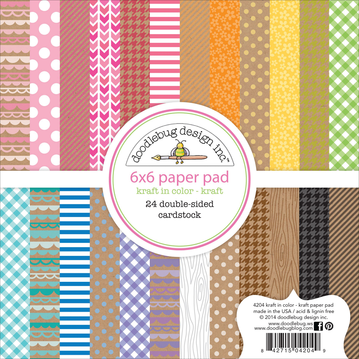 Doodlebug KK4204 Kraft In Color Paper Pad 6 in. X6 in. 24-Sheets-Kraft ...