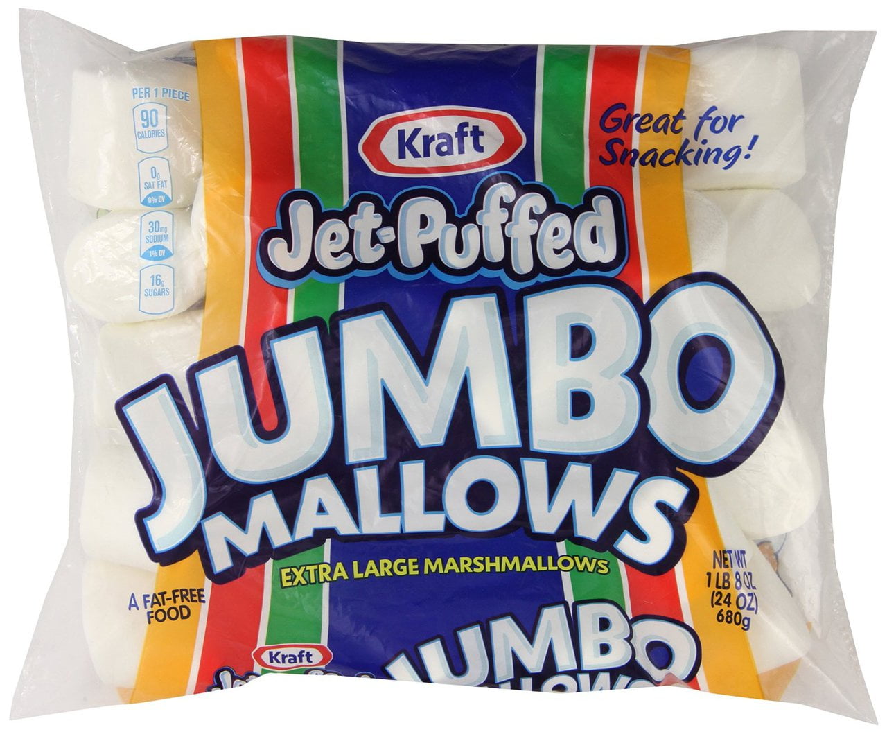 Kraft Jet-Puffed Jumbo Snack Marshmallow Jumbo, 1.5 lb - Case of 8 ...