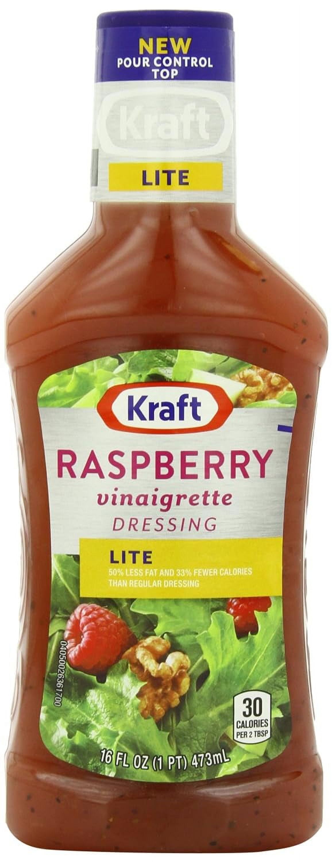 Kraft, Lite, Raspberry Vinaigrette Reduced Fat, 16oz Bottle (Pack of 3 ...
