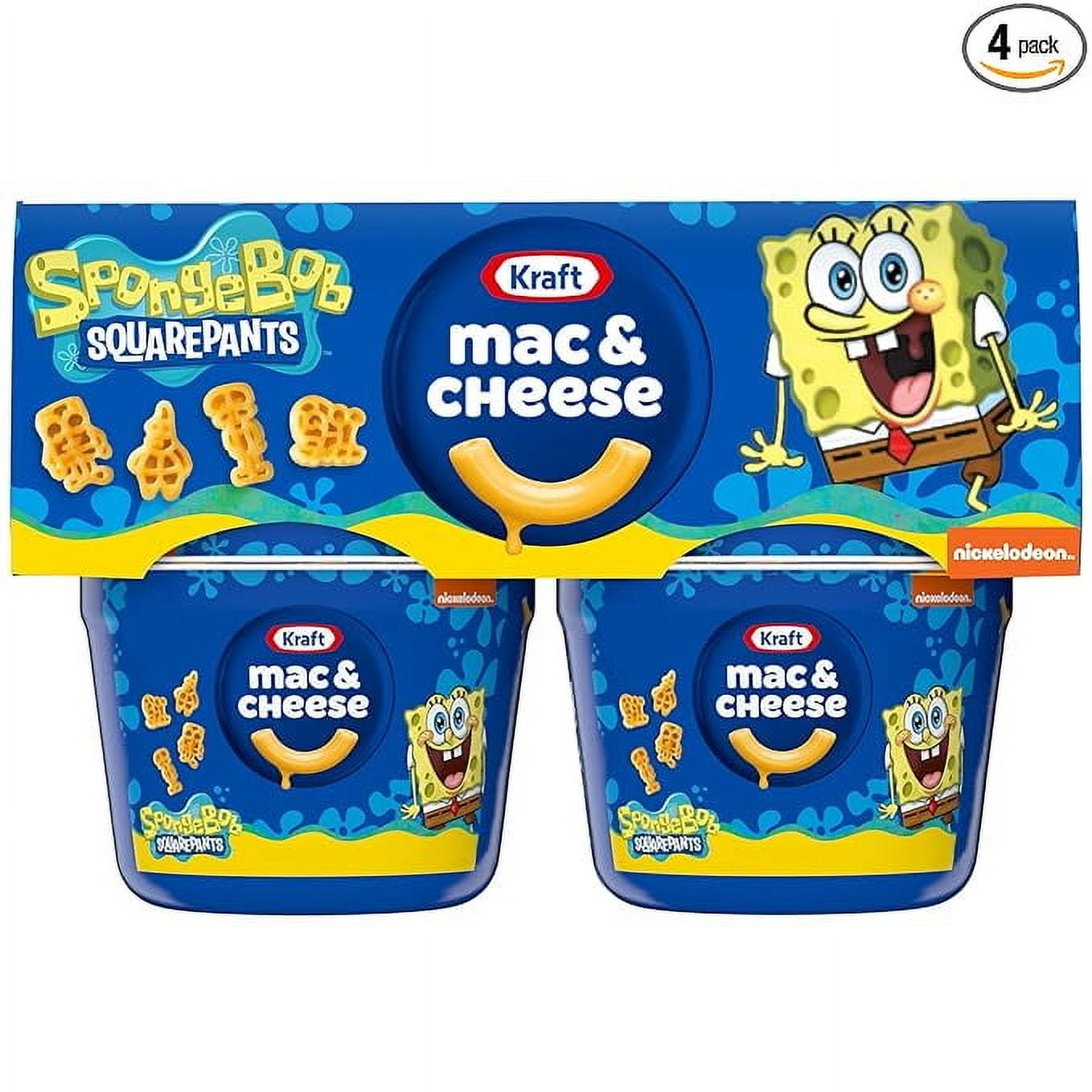 Kraft Macaroni & Cheese Spongebob SquarePants Shapes Dinner, (4 ct Pack ...