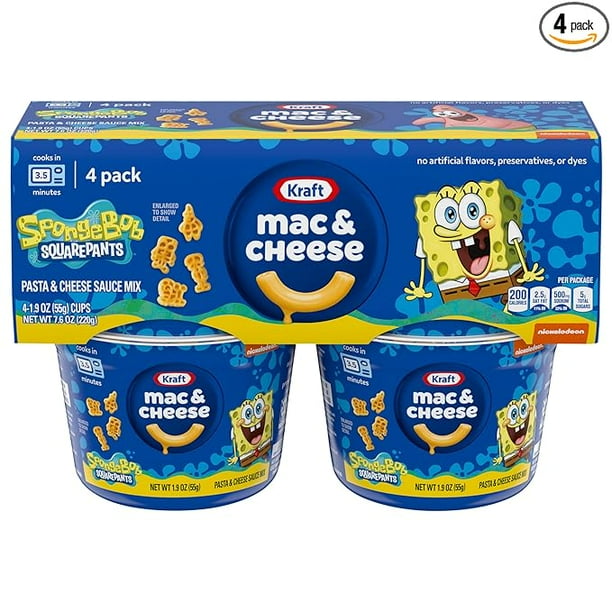 Kraft Macaroni & Cheese Spongebob SquarePants Shapes Dinner, (4 ct Pack ...